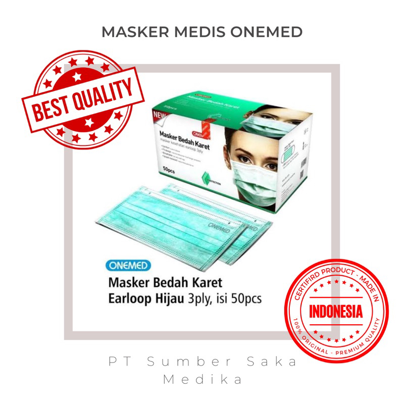 Jual Masker Medis 3 Ply Ear Loop Surgical Disposable Mask ONEMED warna ...
