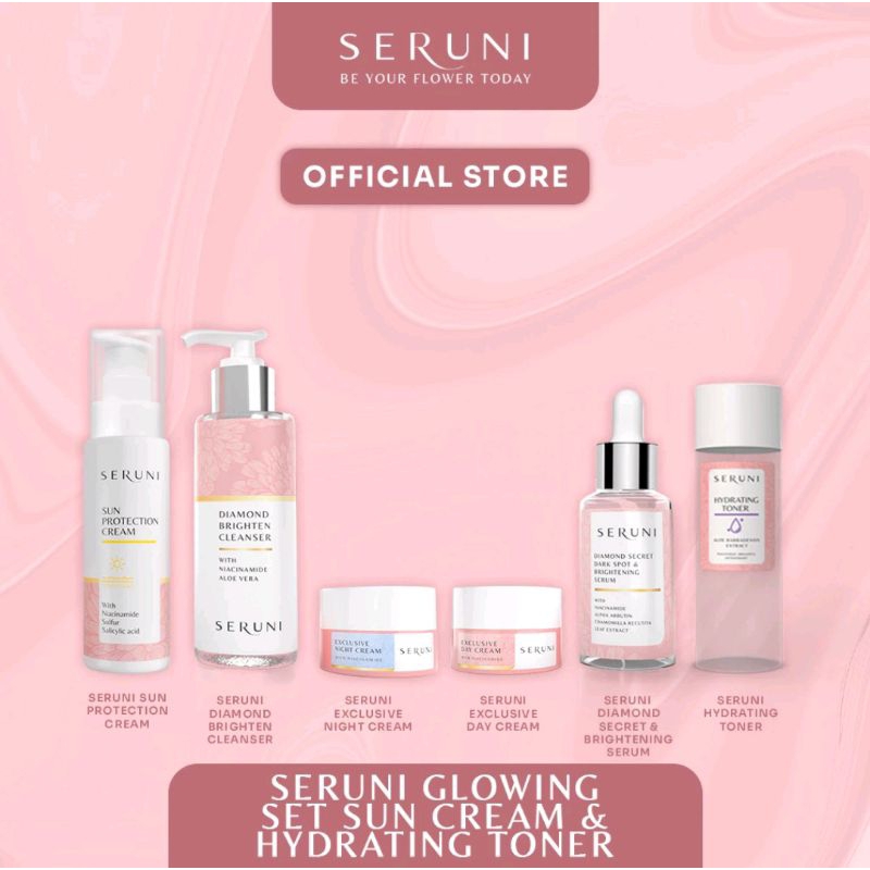 Jual [PAKETAN] SERUNI SKINCARE GLOWING SET SUN CREAM & HYDRATING TONER ...