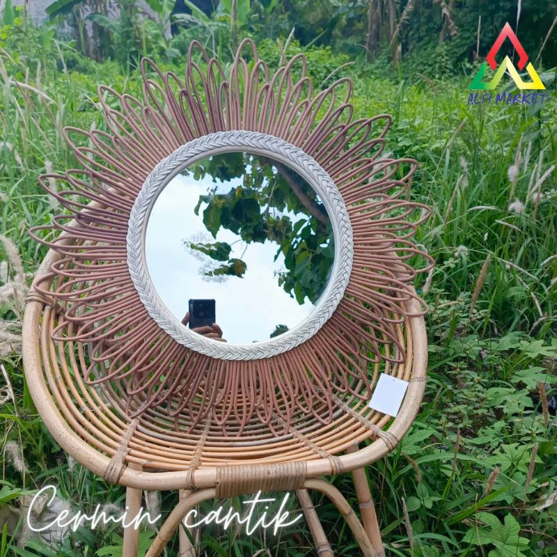 Jual Kaca Rotan Sintesis Warna Coklat Natural Cermin Cantik Dekorasi ...