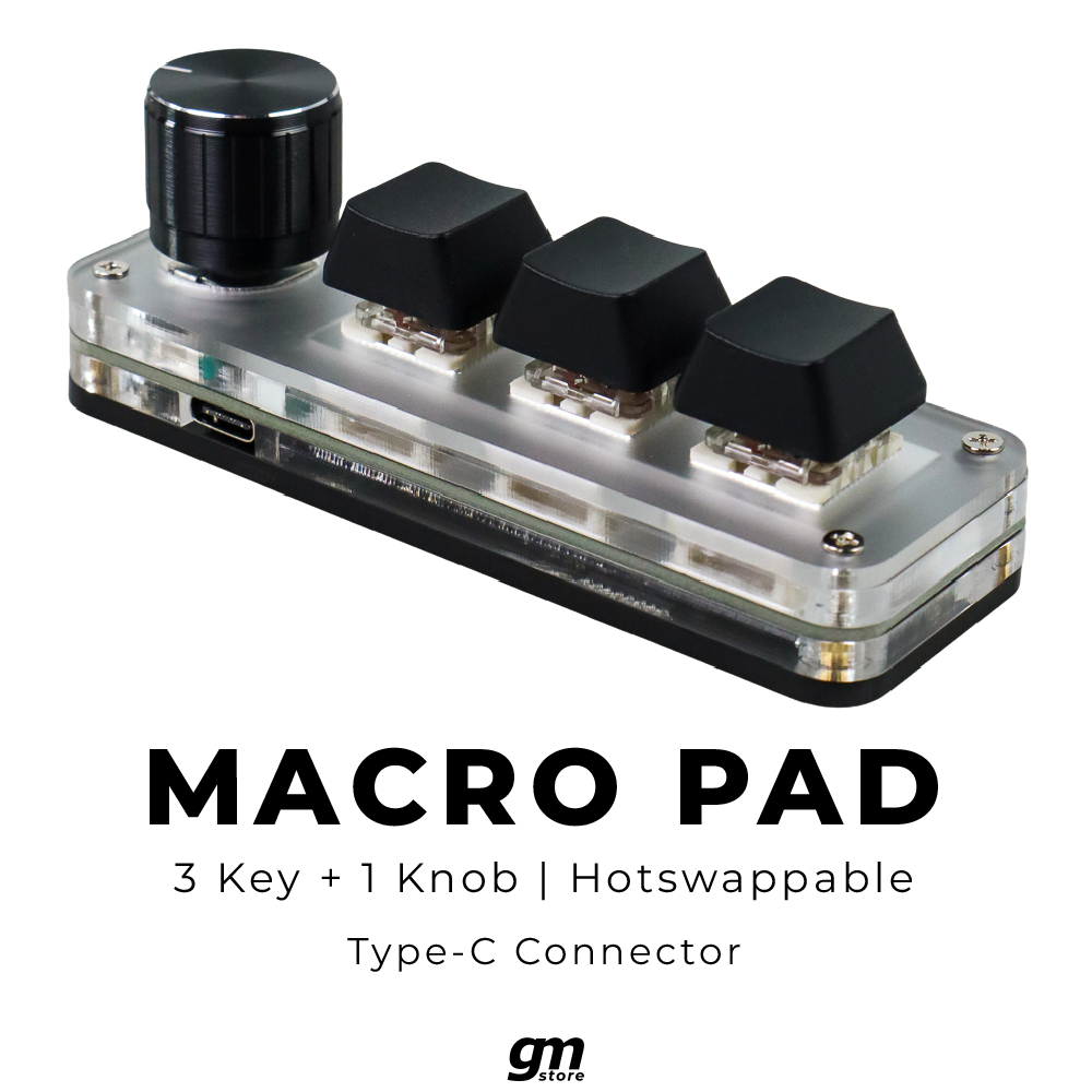 Jual Macro Pad Mechanical Keyboard 3 Key 1 Knob not Streamdeck Macropad Hotswappable Switch ...