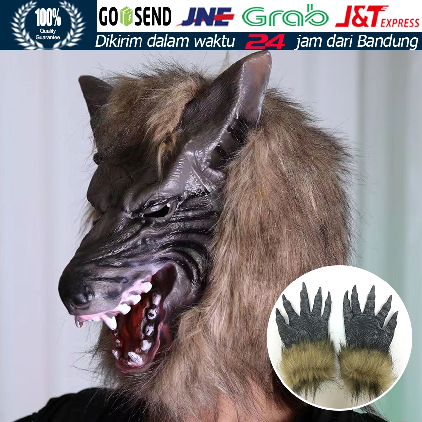 Jual Topeng Serigala Latex + Cakar Serigala / Latex Mask Wolf + Wolf ...