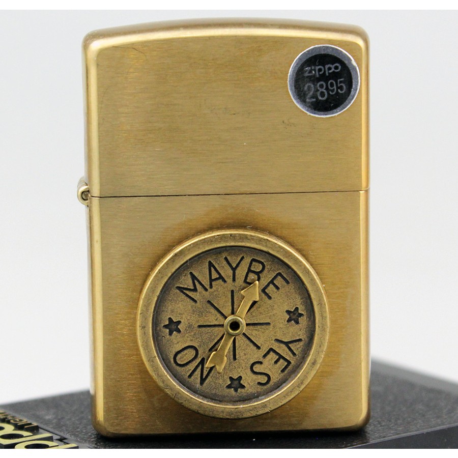 Jual Zippo Spinning Dial Emblem, Maybe Yes No, Brushed Brass 2002 ...