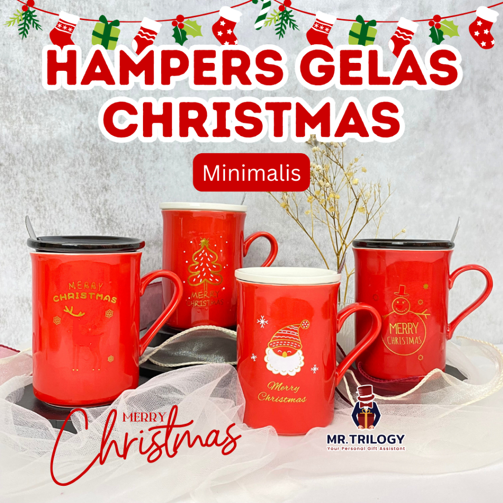 Jual Hampers Gelas Natal Set CHRISTIMAS BERMOTIF Souvenir Mug Cangkir ...