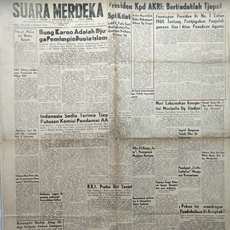 Jual Koran Sejarah 1965 Suara Merdeka Surat Kabar Kuno G30S | Shopee ...