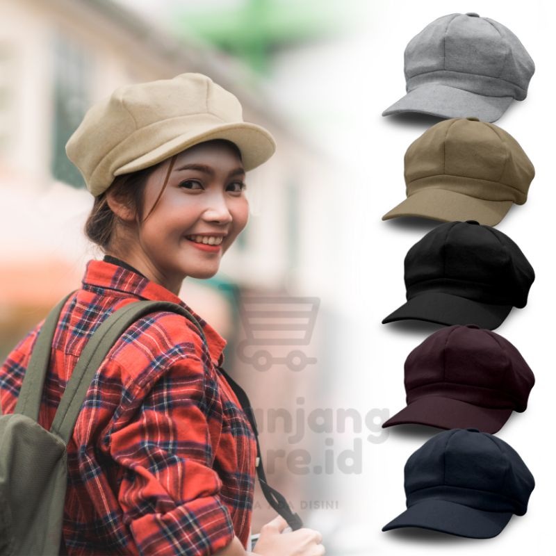Jual Topi Apolo Newsboy Dewasa Pria Wanita Unisex Topi Seniman Pelukis ...
