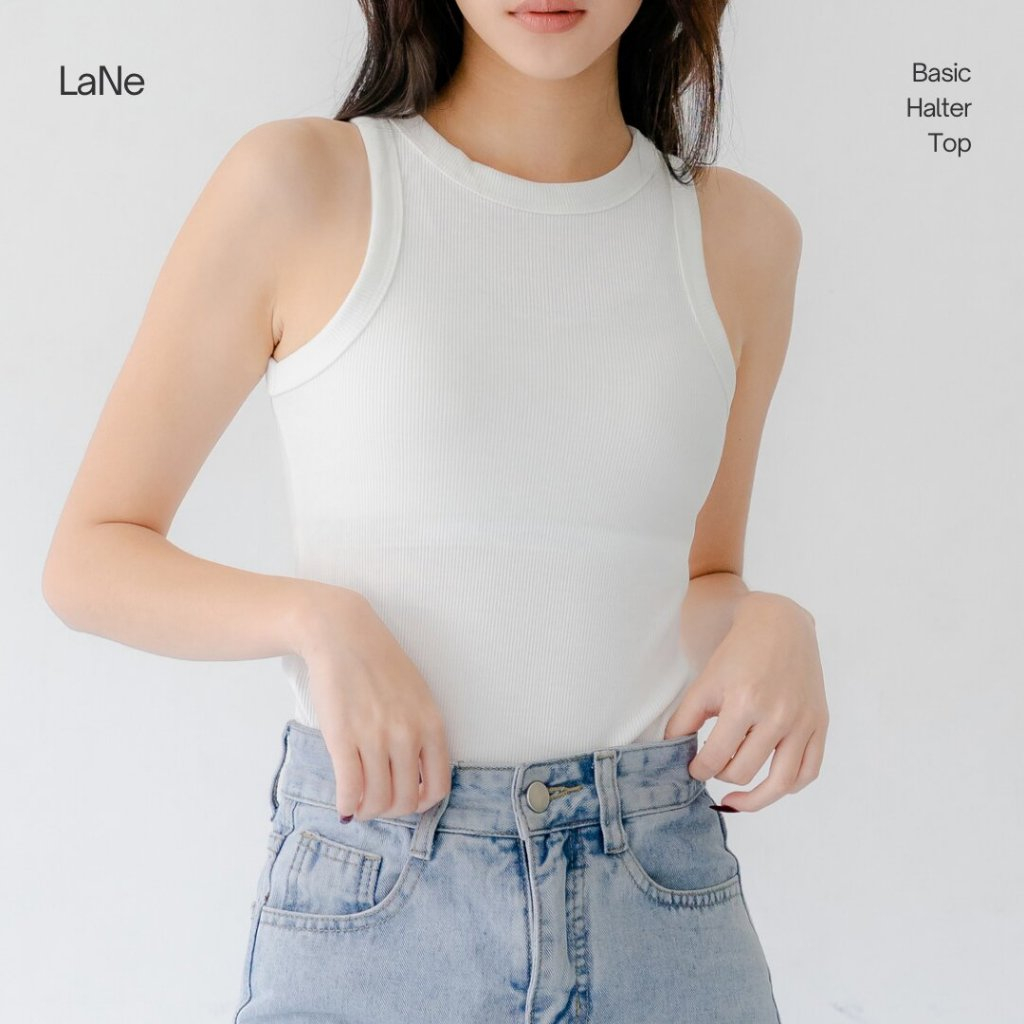 Jual Lane Basic Halter Top Tanktop Rib Wanita Atasan Wanita