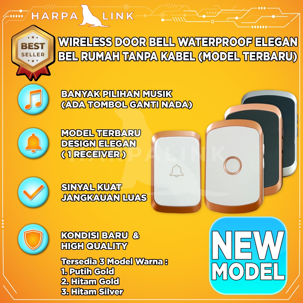 Jual Bel Rumah Tanpa Kabel / Bel Rumah Wireless Waterproof Door Bell ...