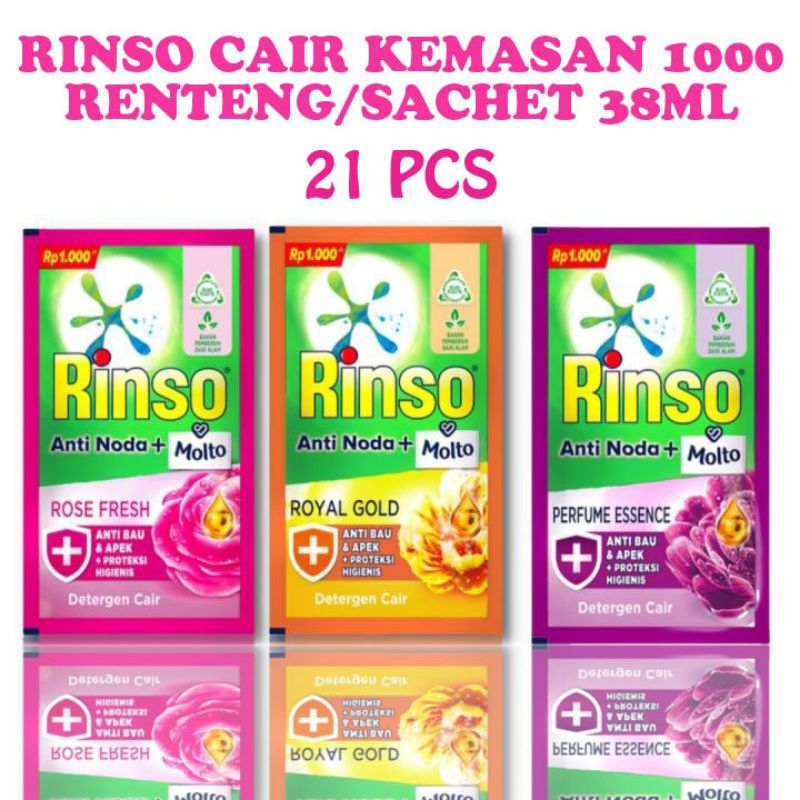 Jual RINSO MOLTO CAIR 1000 RENTENG 38ML ISI 21 SACHET | Shopee Indonesia