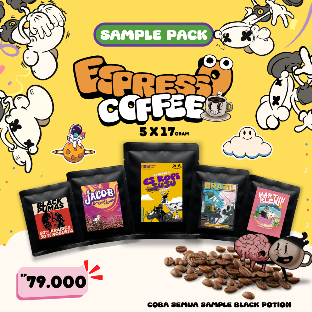 Jual Sample Pack Coffee Beans Espresso By Black Potion 5x17gr - Biji ...