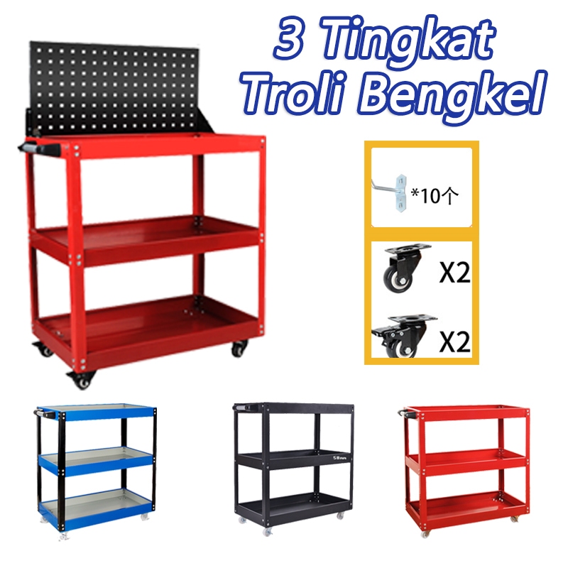 Jual Perkakas Troli Bengkel Rak 3 Susun Trolly Trolley Rak Perkakas ...