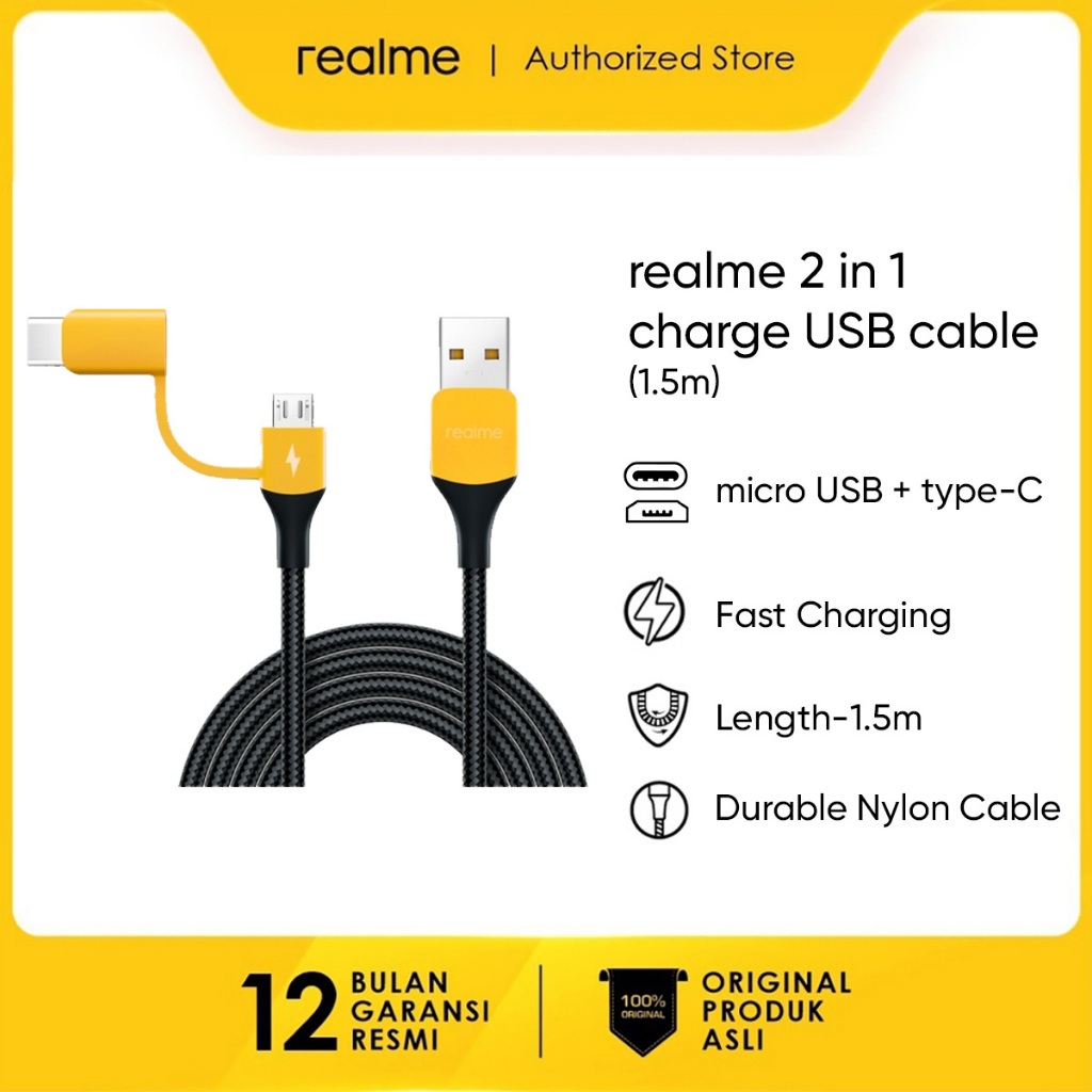 Jual realme 2 in 1 charge USB cable (1.5m) | Shopee Indonesia