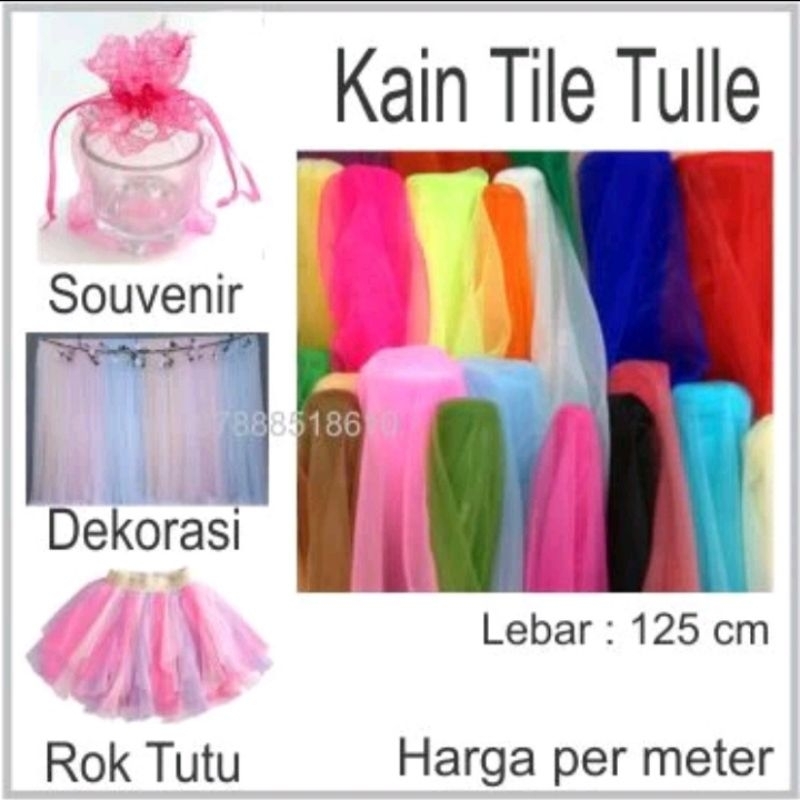 Jual Kain Tile Kaku/ Kain Tulle/ Tulle/Tile/Tule | Shopee Indonesia
