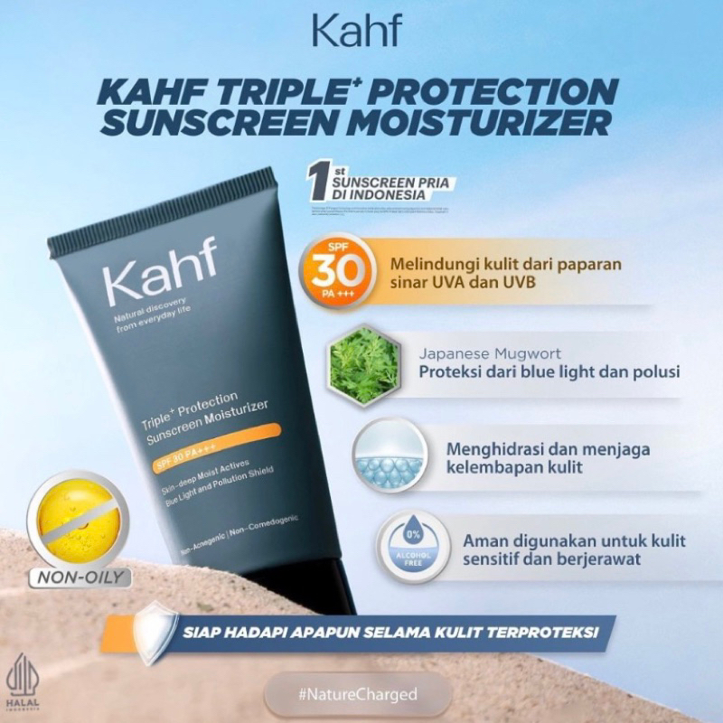 Jual Kahf Sunscreen Moisturizer - Triple+ Protection SPF 30 PA+++ 30ml ...
