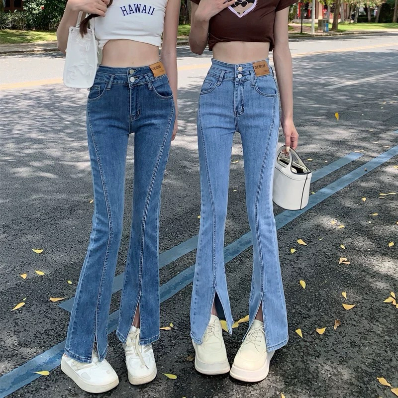 Jual [Beevalue] Celana Jeans Panjang Wanita Highwaist BootCut | CutBray Stretch Ngaret Motif ...