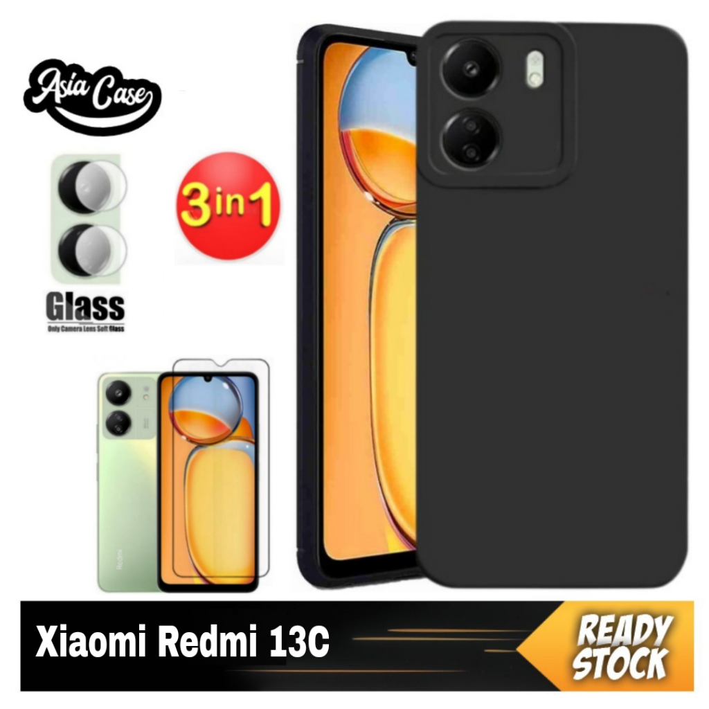 Jual Paket 3 IN 1 Case Xiaomi Redmi 13C Free Tempered Glass Layar Dan ...