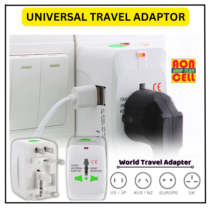 Jual Universal Travel Adapter / Adaptor (EU + AU + UK + US Plug ...
