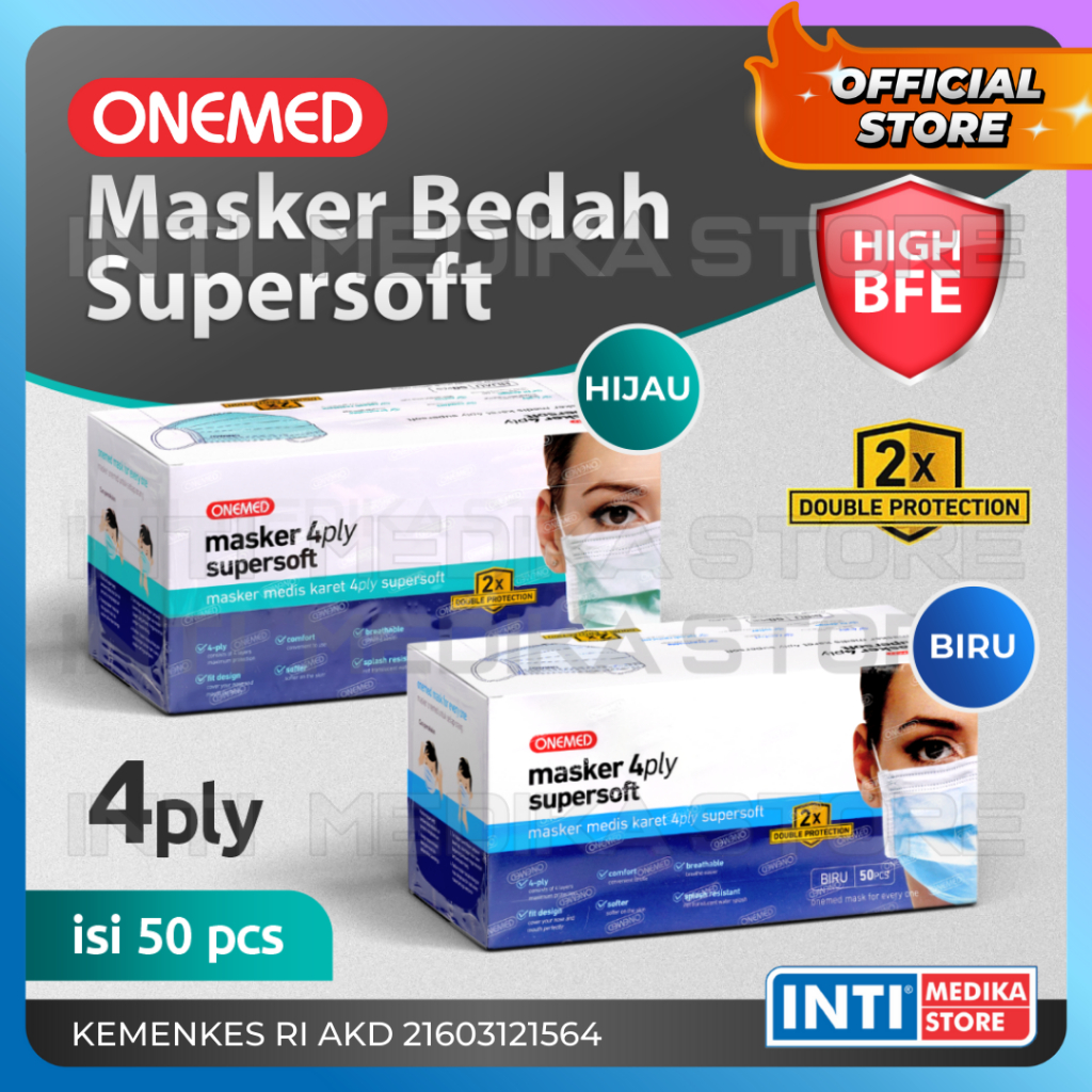 Jual ONEMED - Masker Surgical Double Filter 4 Ply Earloop SUPERSOFT ...