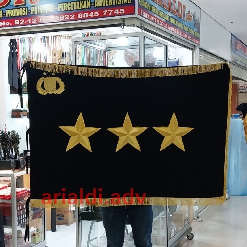 Jual bendera pataka rapati polri bintang tiga bolak balik/dua sisi ...