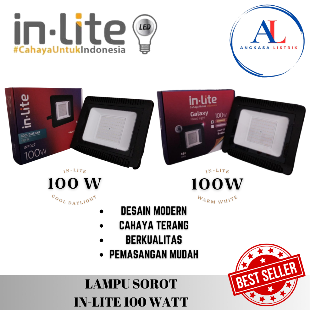 Jual LAMPU SOROT FLOODLIGHT LED INLITE 100W 100 WATT - INF027 - | Shopee Indonesia