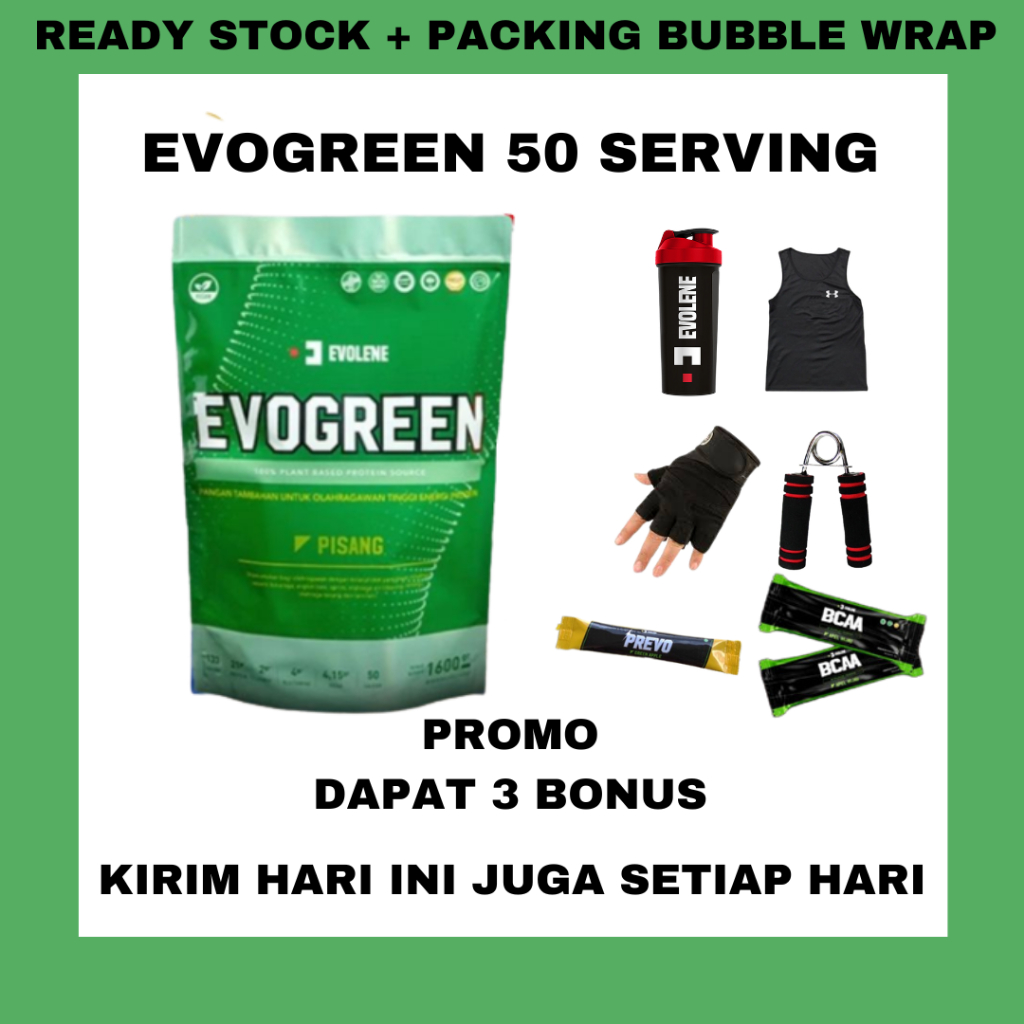 Jual Evogreen 50 Sachets Vegan Whey Protein Rasa Pisang Evolene Evoline Evolin Evo Green Protein ...