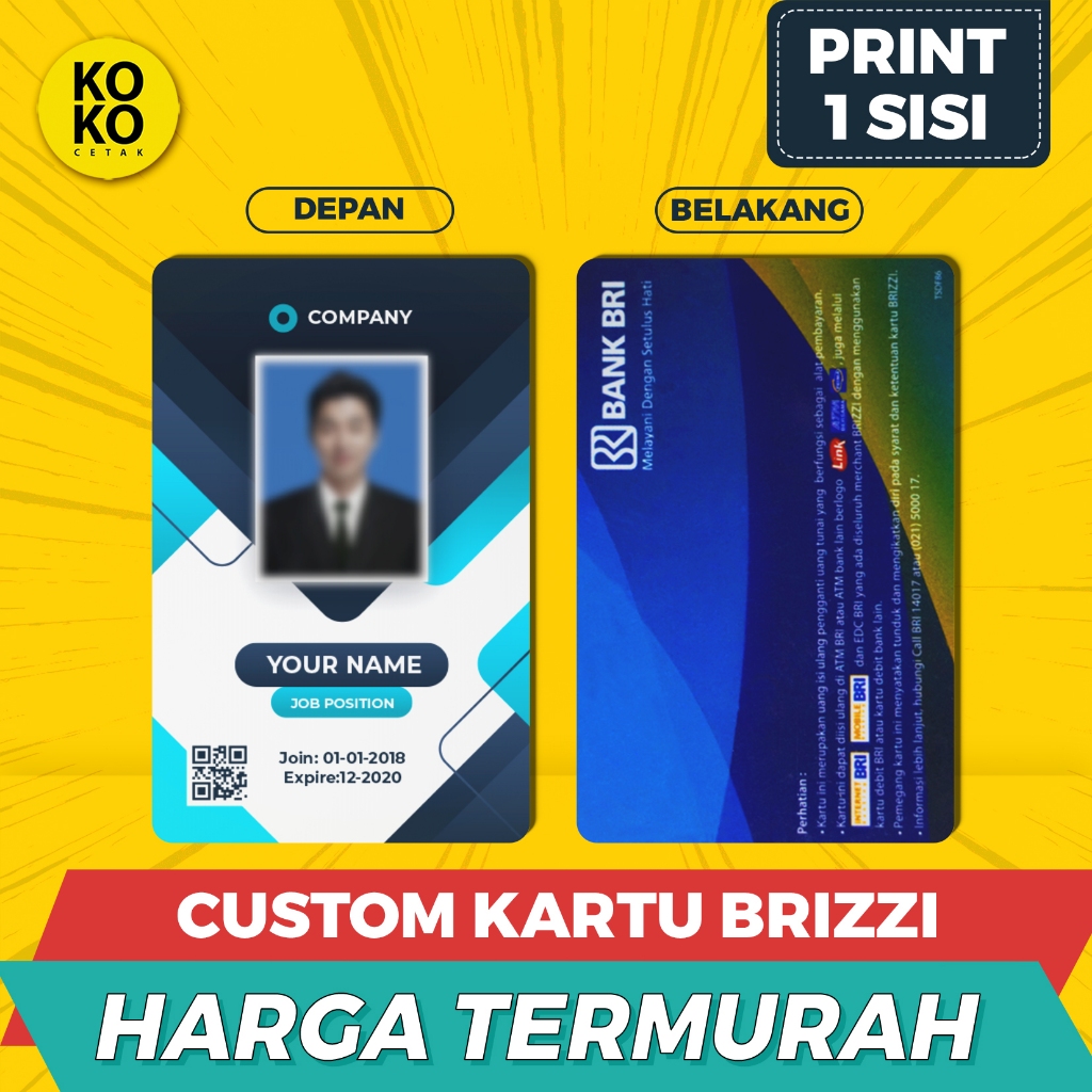 Jual Kartu Etoll BRIZZI custom foto bebas saldo 0 PRINT 1 MUKA BRIZZI ...