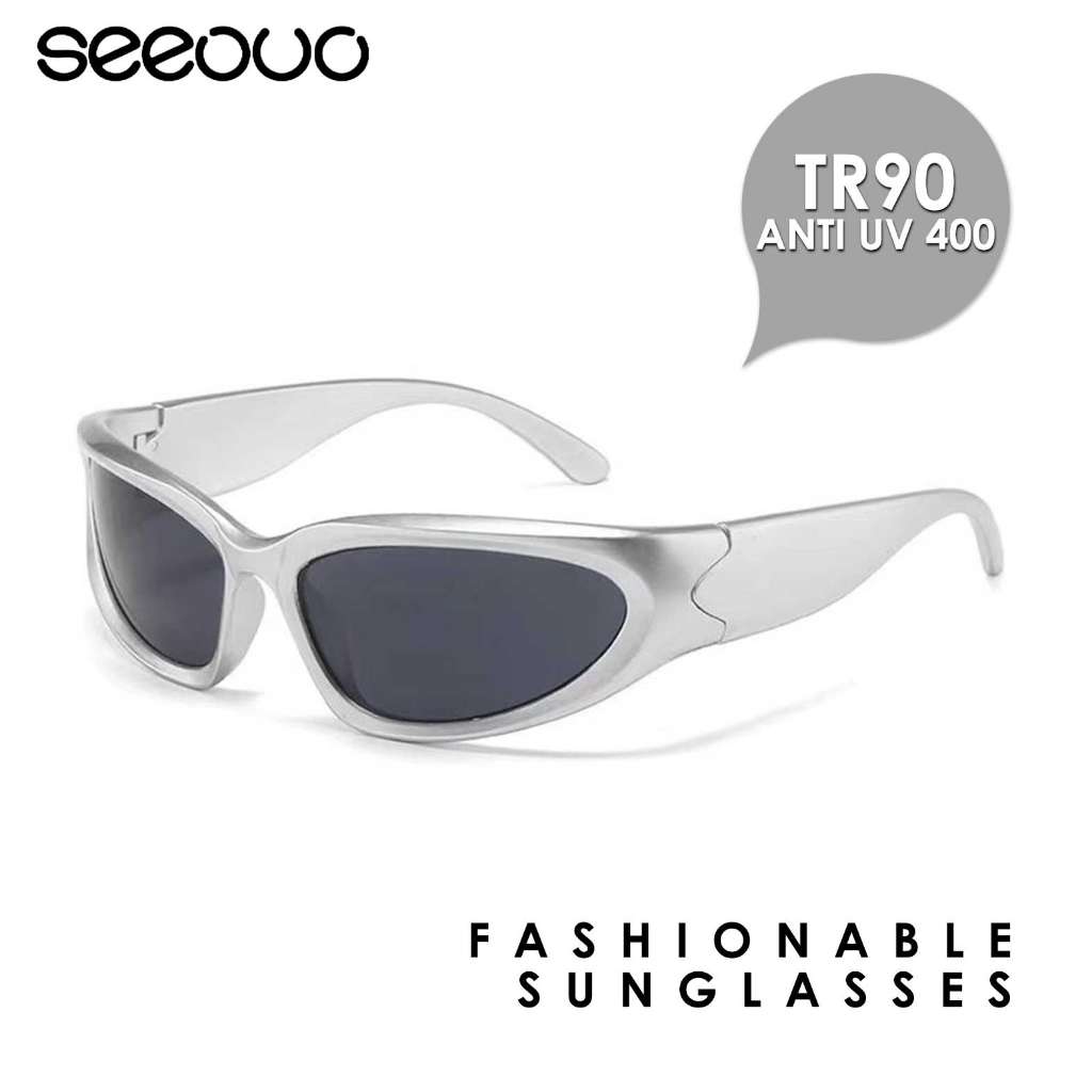 Jual Seeouo Kacamata Sunglasses Anti UV 400 Protection Lens Style Oval Y2K Korean Style Bahan ...