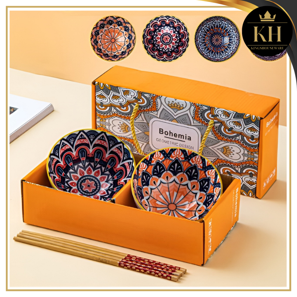 Jual Kh - Mangkok Set Premium Peralatan Makan Porselen Bohemian Mangkok ...