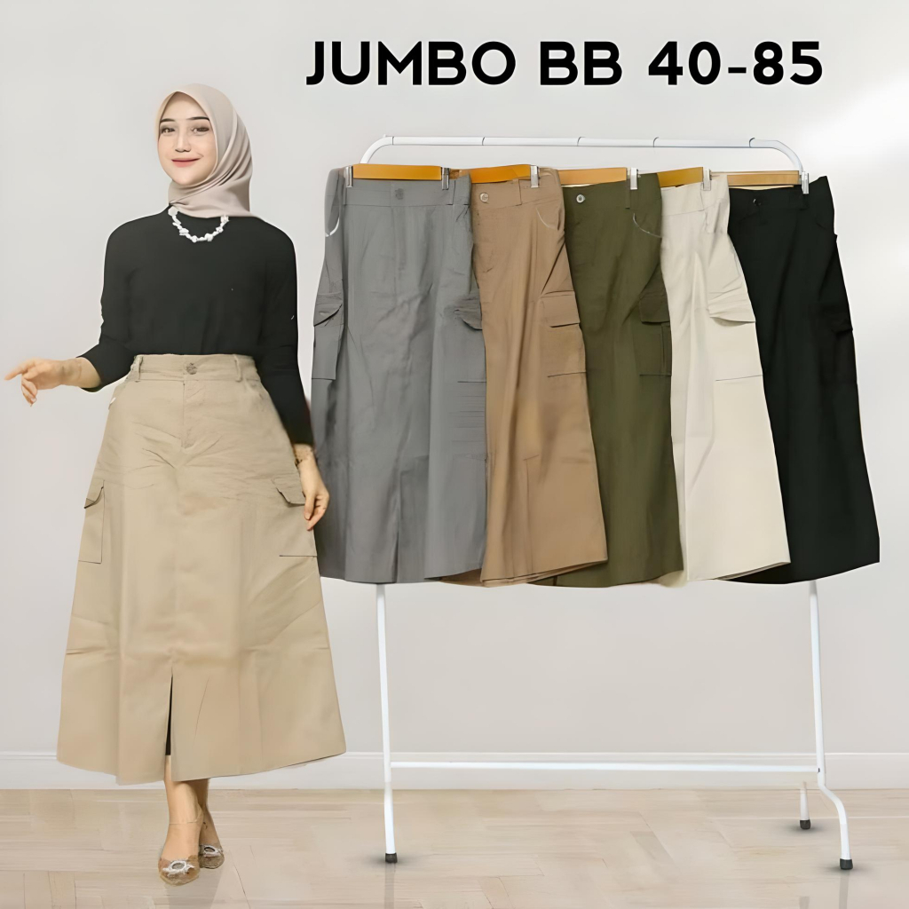 Jual Rok Cargo Kargo Panjang Wanita Skrit Korean Style Pocket Belah ...