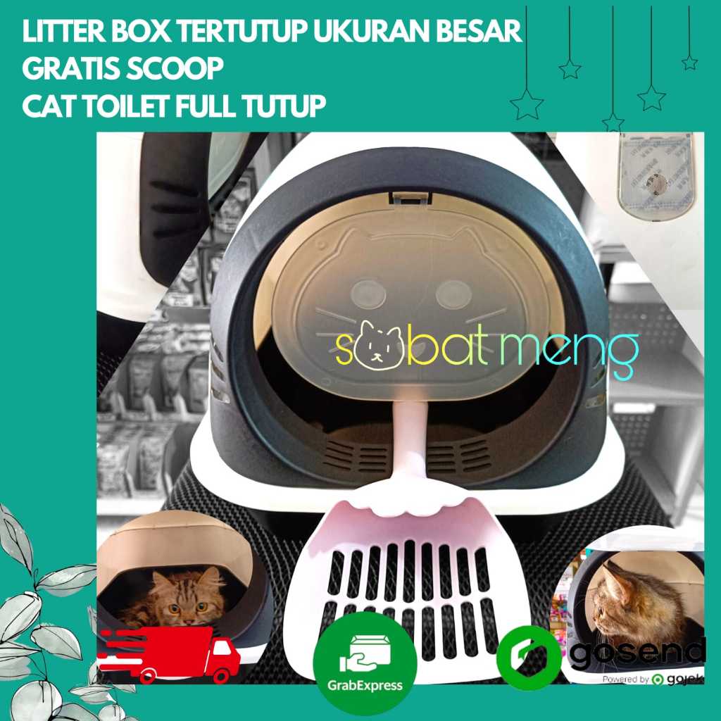 Jual LITTER BOX TERTUTUP UKURAN BESAR GRATIS SCOOP | CAT TOILET ...