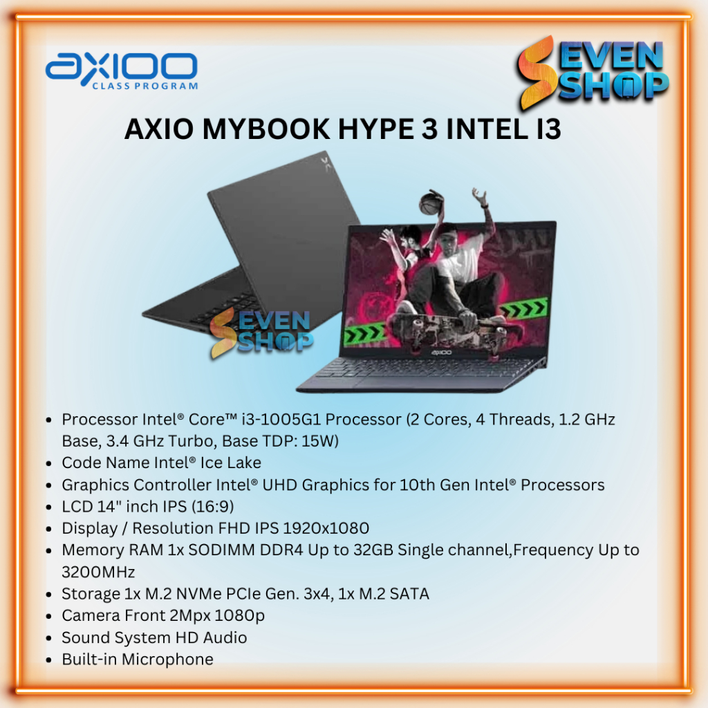 Jual Laptop Axioo MyBook Hype 3 Intel i3 1005G1 8Gb/256Gb 14" Fhd Ips ...