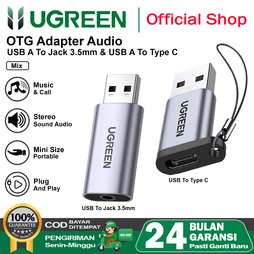 Jual UGREEN USB Sound Card External Audio Adapter To Jack 3.5mm 80864 | Shopee Indonesia