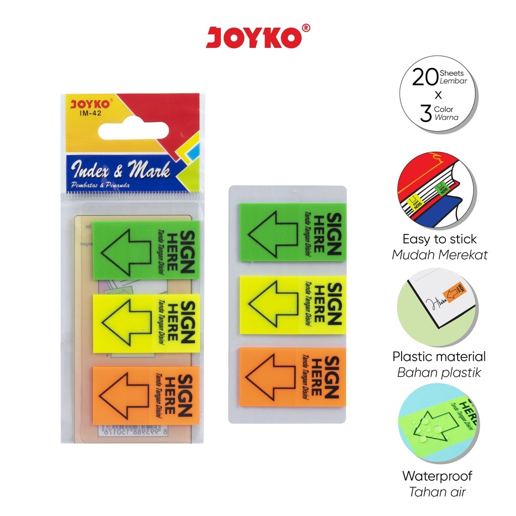 Jual Joyko Sign Here IM42 Plastik / Sticky Note IM-42 / Stiker Penanda ...