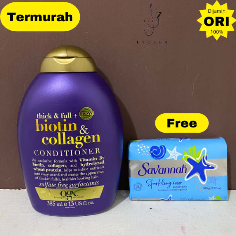 Jual OGX Biotin & Collagen Conditioner 385 mL + Sabun Savannah | Shopee ...