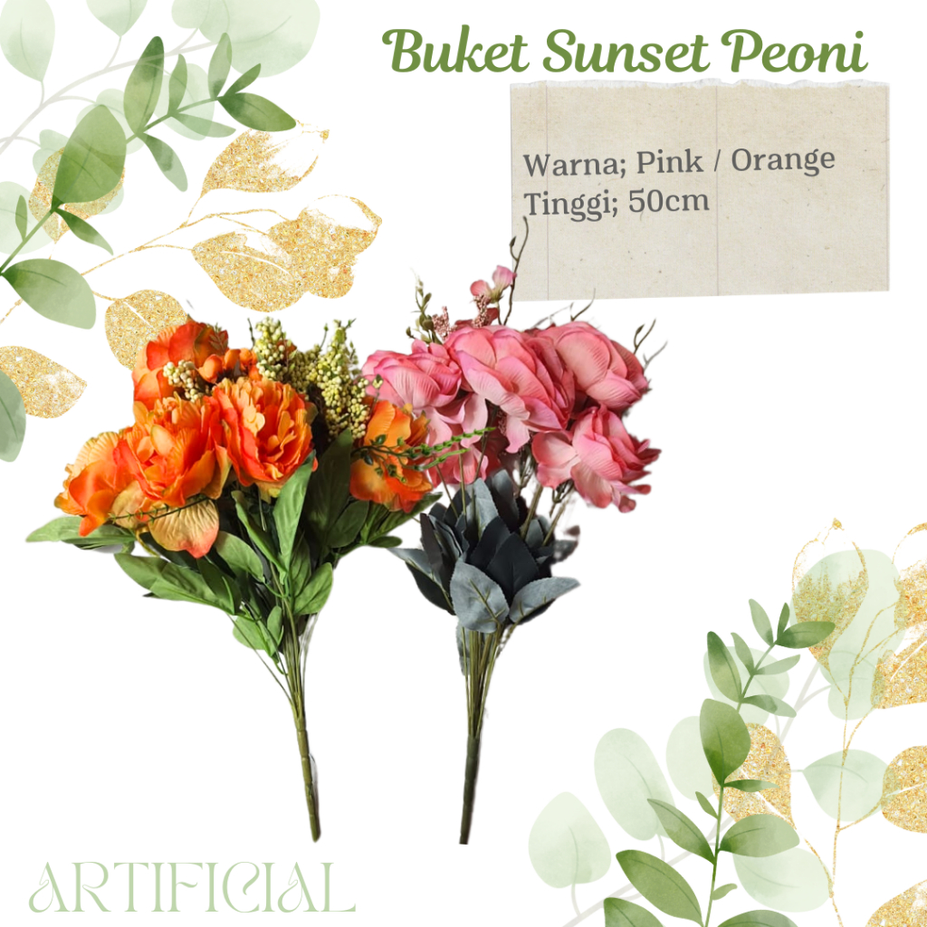 Jual Bunga Artificial Super Premium Rangkaian Peoni besar Buket Sunset ...