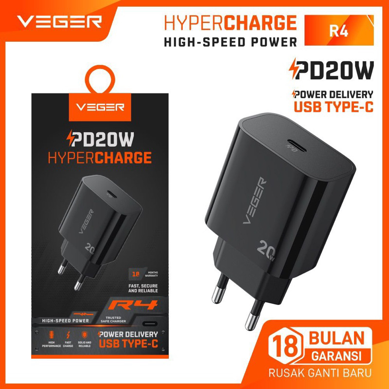 Jual Batok VEGER / Adaptor Wall Charger R4 20W PD Fast Charging USB ...
