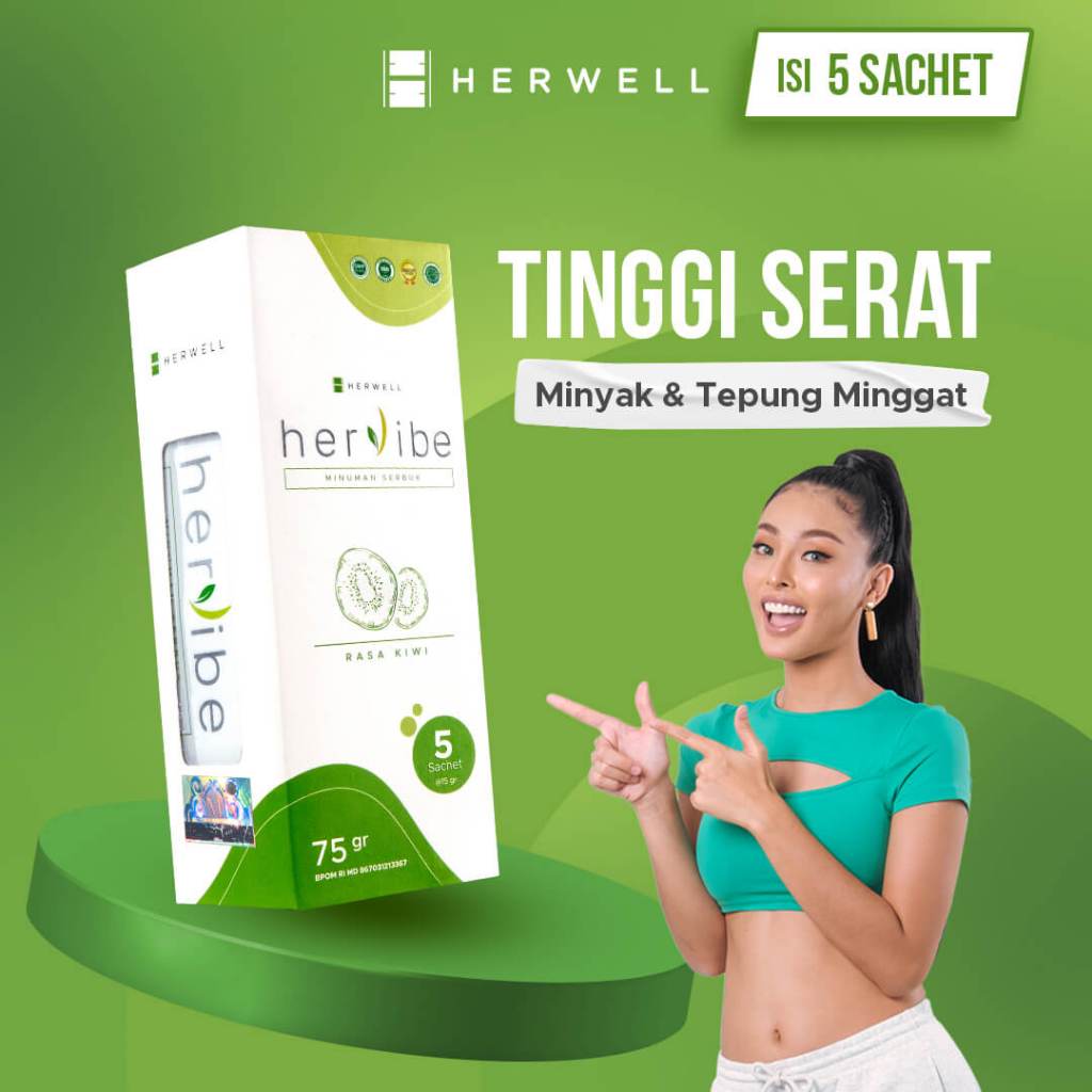 Jual Herwell Hervibe - Isi 5 Sachet (Pelancar Pencernaan Tinggi Serat ...
