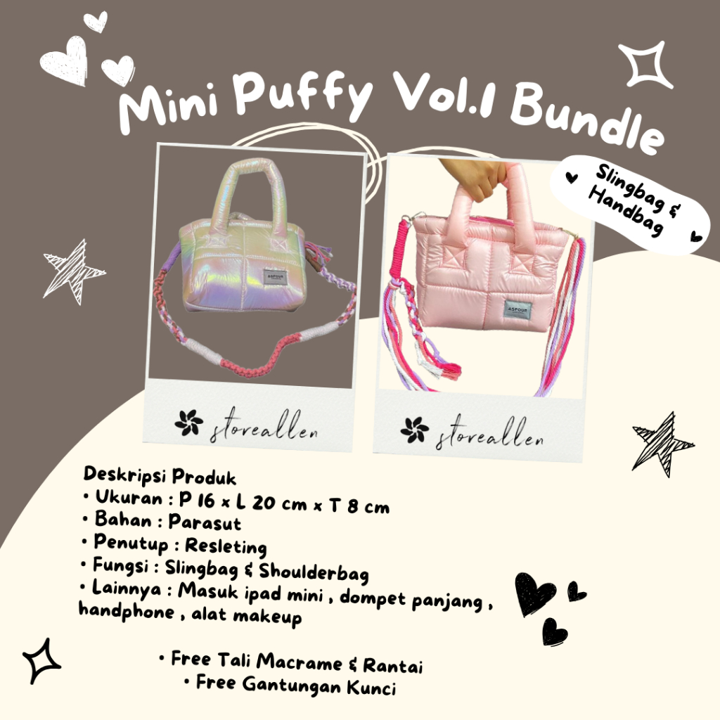 Jual Paket Bundle Mini Puffy + Tali Macrame [ GESER FOTO ]- Tas Wanita ...