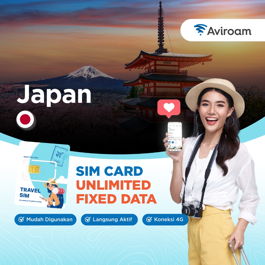 Jual Aviroam SIM Card Travel ( Japan ) - Unlimited Fixed Data | Shopee Indonesia