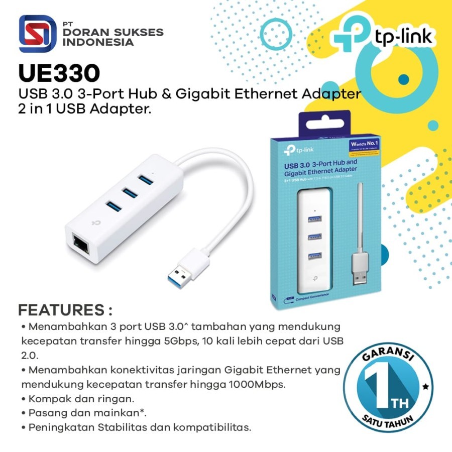 Jual TP-LINK UE330 USB 3.0 HUB 3 Port & 1 Port GIGABIT Ethernet Original | Shopee Indonesia