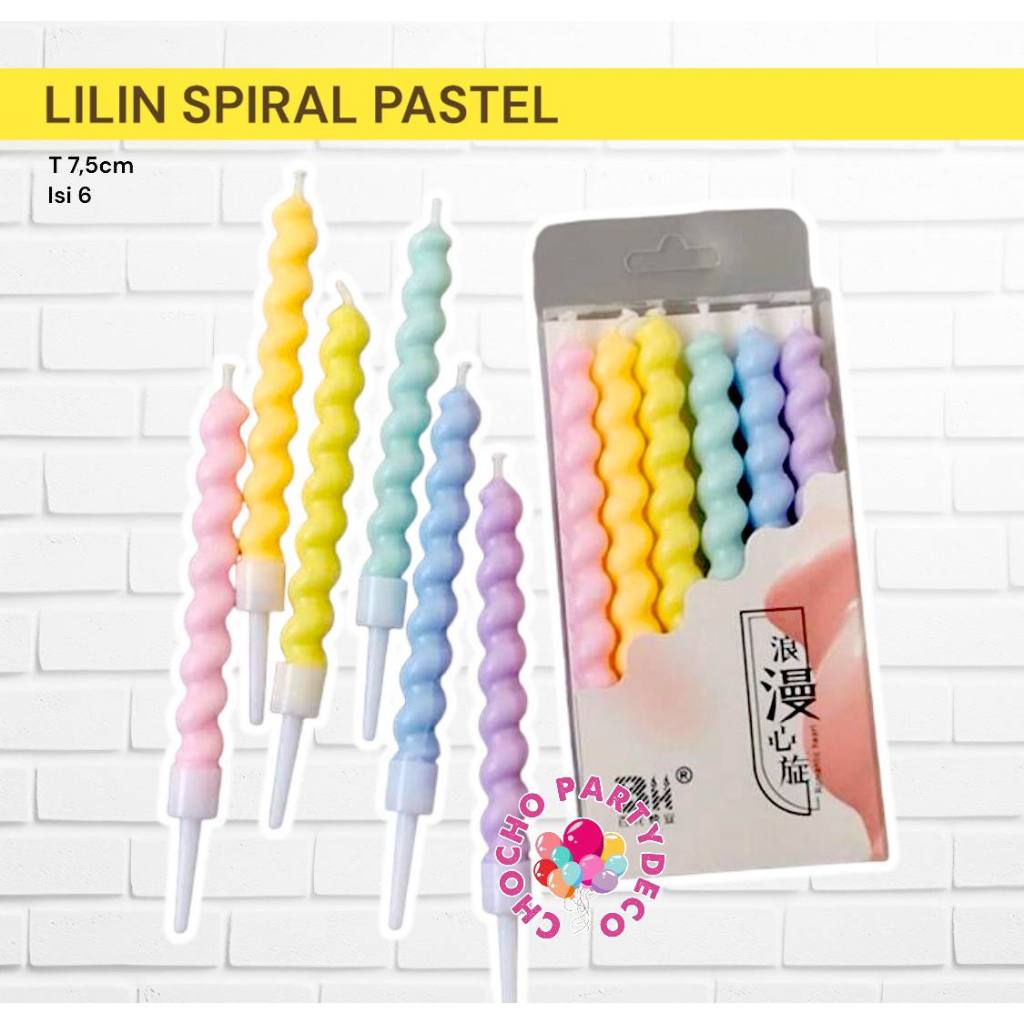 Jual (6pc) Lilin lidi pdk spiral pastel lilin ulir 6warna lilin ulang ...