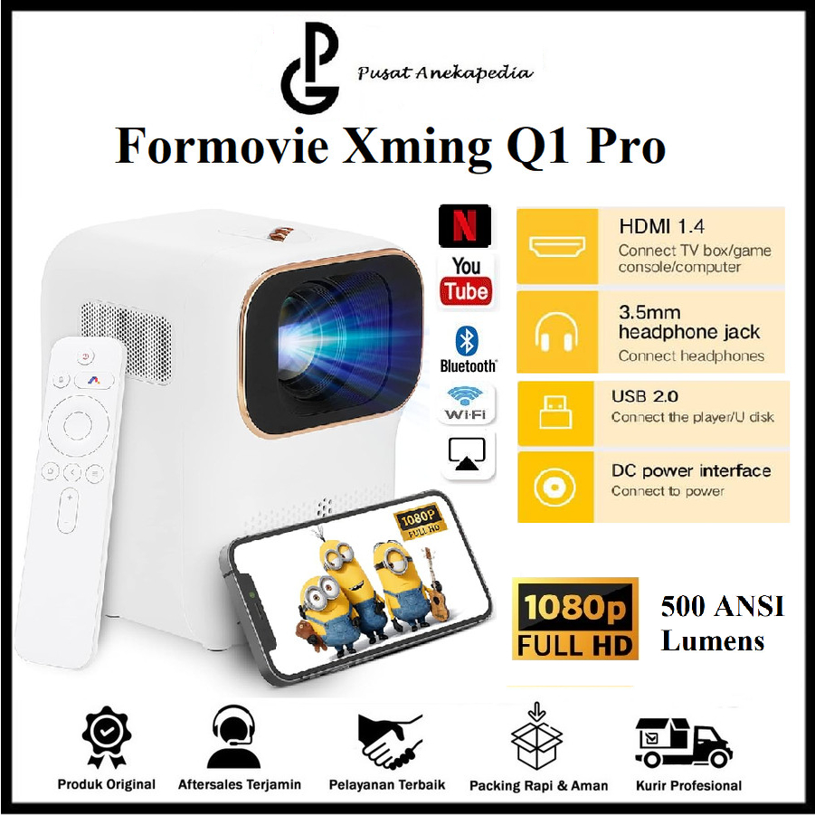 Jual Formovie Xming Q1 Pro Mini Projector 500 Ansi 1080P Full HD ...