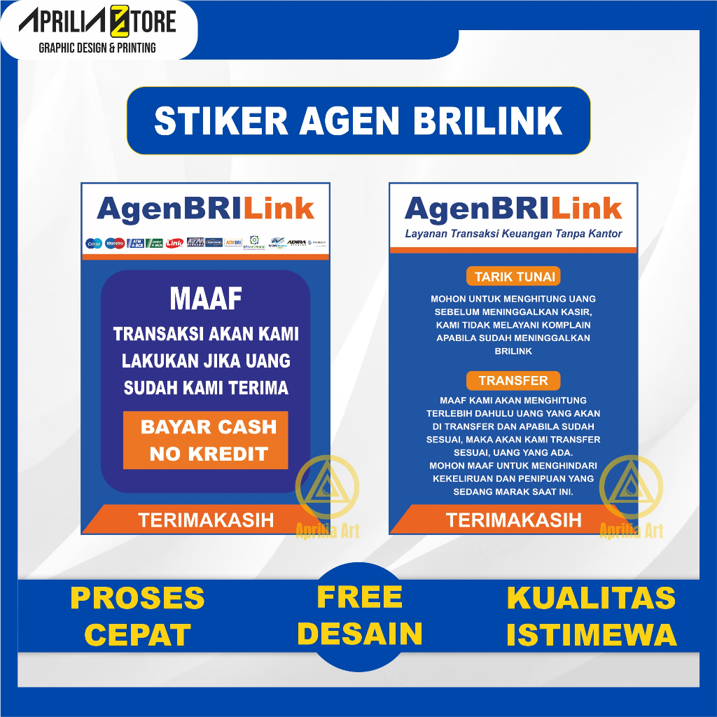 Jual Stiker BRILink Penguman Pembayaran Anti Air | Shopee Indonesia