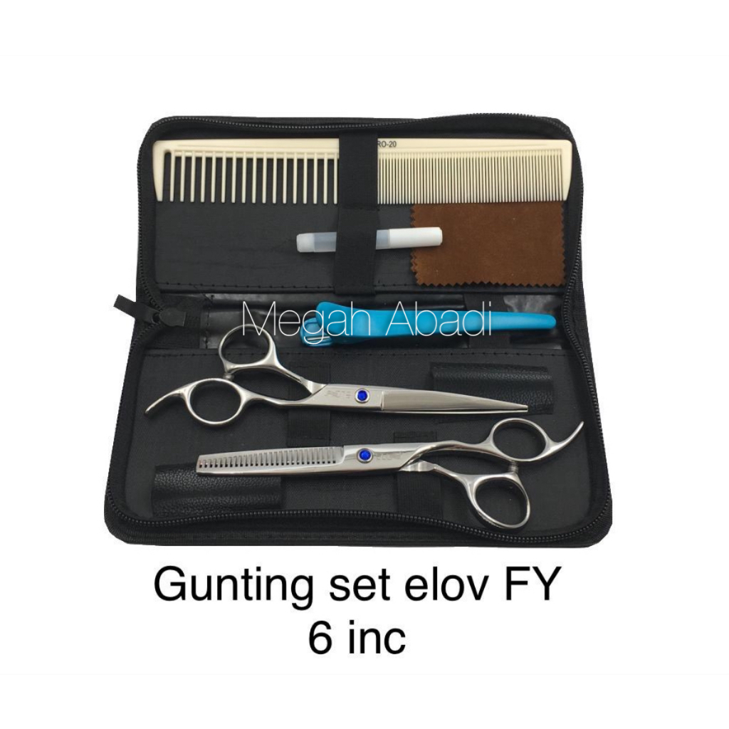 Jual Gunting Set Rambut Elov / Gunting potong penipis 6 inch ( set ...