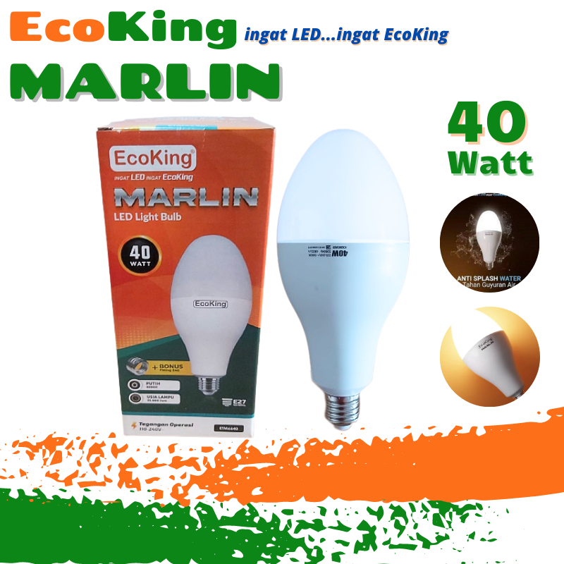Jual Lampu Led 40 Watt EcoKing MARLIN Cool DayLight 6500K Putih E27/E40 ...