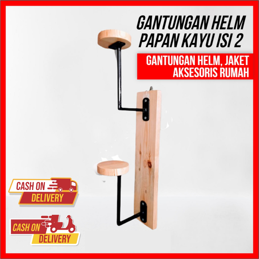 Jual Gantungan Rak Helm Aesthetic 2 Tingkat | Rak Gantungan Kayu untuk ...