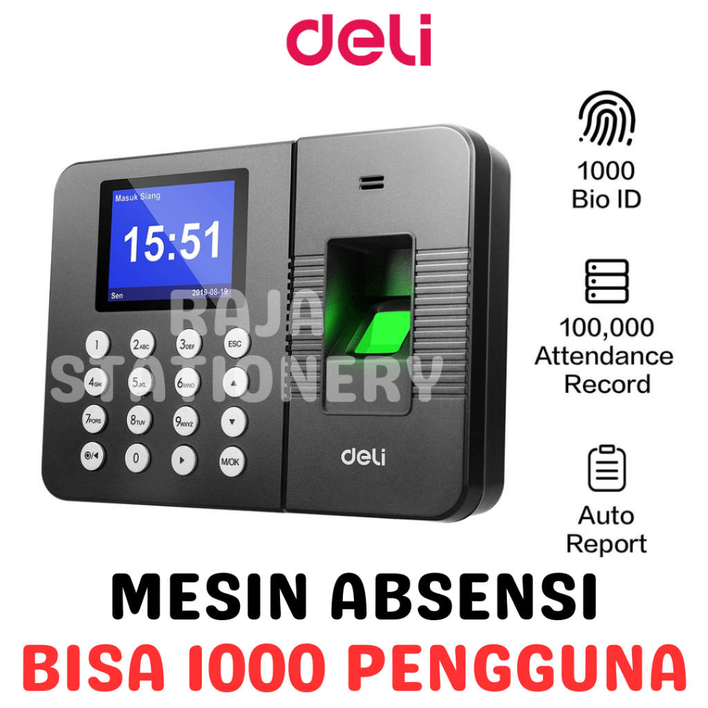 Jual Deli Mesin Absensi SIDIK JARI FINGERPRINT Attendance Machine FINGER PRINT E3960 | Shopee ...