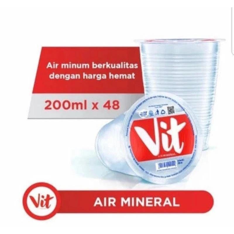 Jual air minum Vit gelas 1 dus box isi 48 kemasan 200ml per karton ...