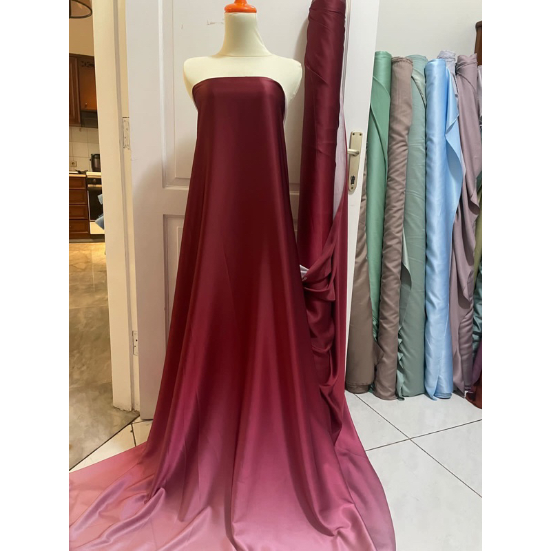 Jual Bahan Kain Satin Silk Armany Gradasi Import Polos Ombre 2 Tone ...
