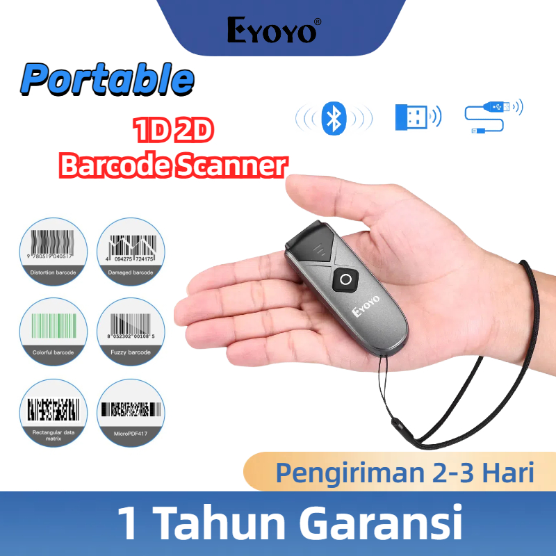 Jual Eyoyo 450mAh Portabel Barcode Scanner 2.4G Wireless Bluetooth USB ...