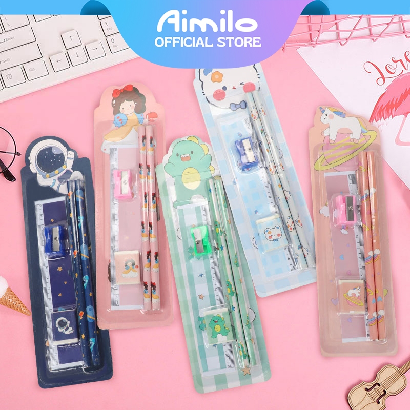 Jual [READY] Aimilo 5in1 Pensil Set Alat Tulis Anak Lucu Dan Penghapus ...